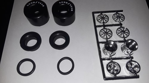 1/25 scale Model car parts AMT dragster wheels tires and slicks pad ...