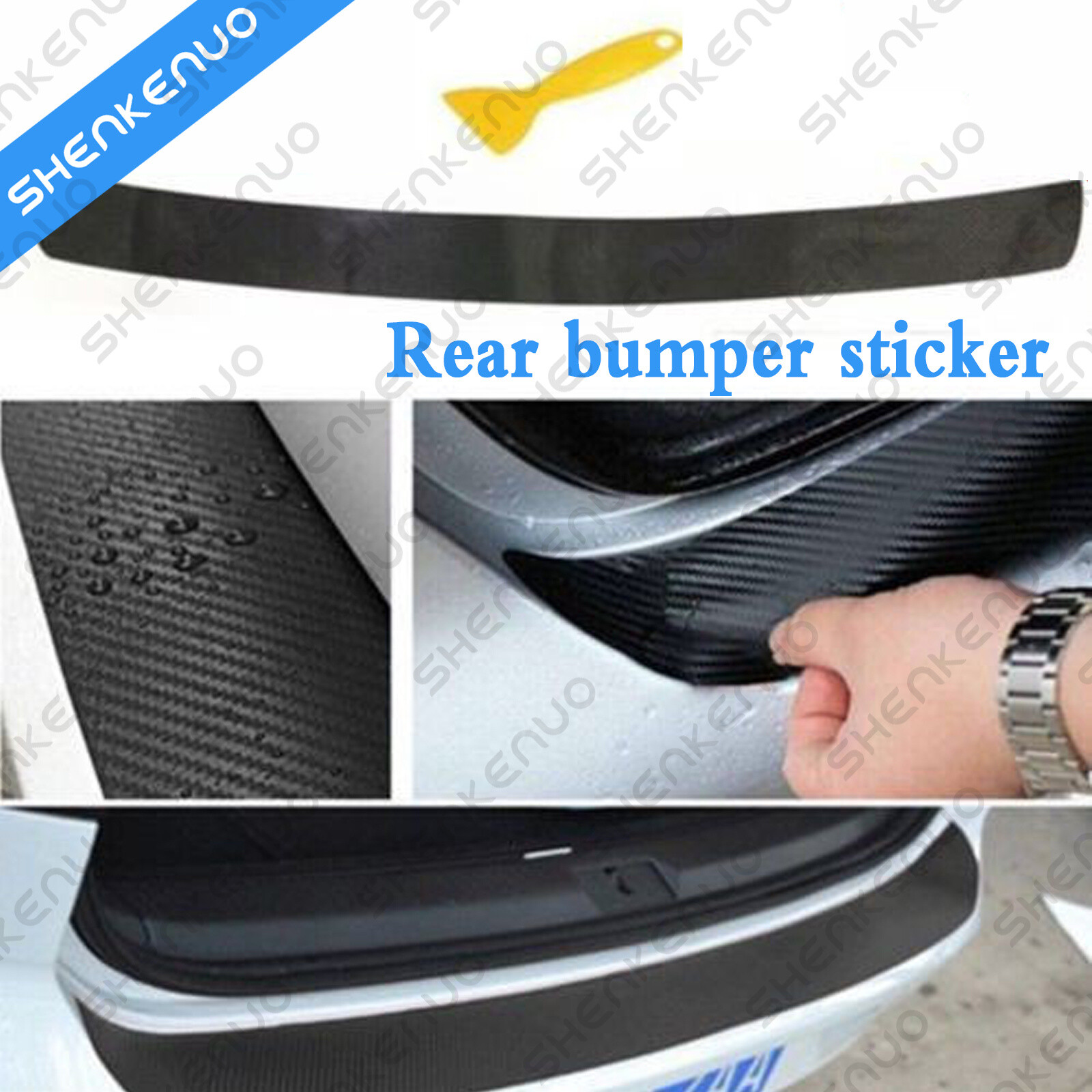 🔥4D Carbon Fiber Style Car Rear Boot Bumper Guard Sticker Cover ...