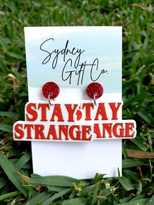 Red Glitter Stranger Things Quote Acrylic Dangle Drop Earrings Horror ...