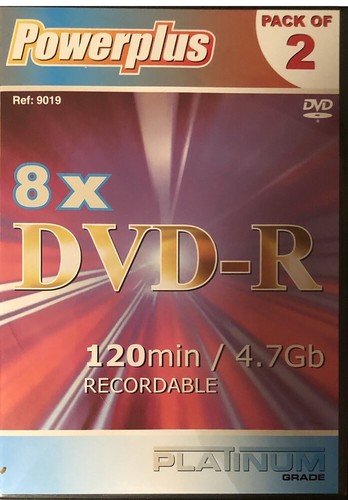 Powerplus 8X DVD-R Twin Pack in DVD Case 120 Min/ 4.7Gb Recordable ...