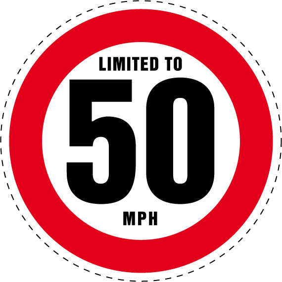 LIMITED TO 50 MPH Vehicle Speed Restriction Sticker Vinyl Car Van 10 Cm ...
