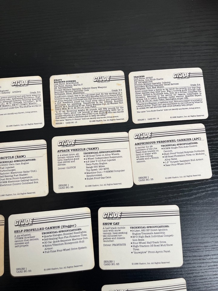 1986 Hasbro Milton Bradley GI Joe trading card lot skystriker zap flash ...