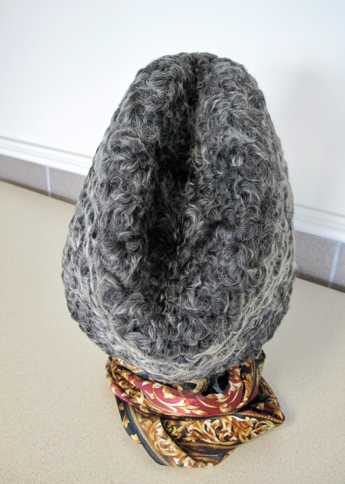Russian Soviet Hat Grey KARAKUL Fur Military fold sz Small 53cm ...