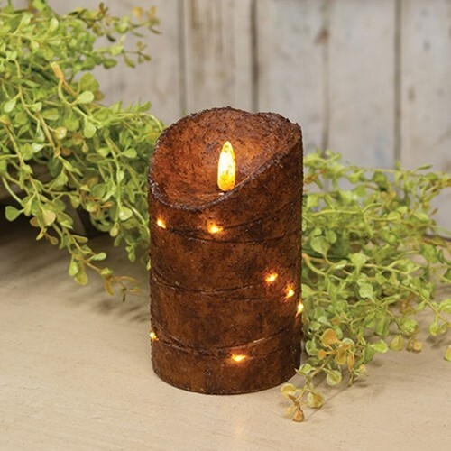 NEW Primitive TIMER PILLAR Burnt MUSTARD Textured WRAPPED Candle 5" x 3 ...