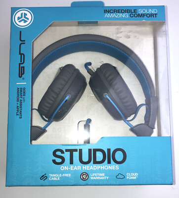JLab Audio Studio Wired On-Ear Headphones - Blue/Gray | eBay