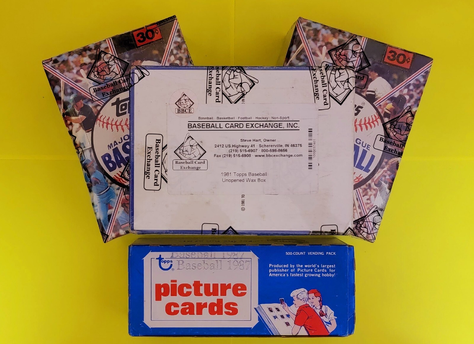 1981 TOPPS WAX BOX BBCE AUTHENTICATED & FREE 1987 TOPPS VENDING BOX ...