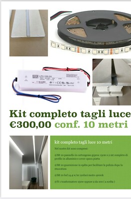 TAGLI LUCE CARTONGESSO CON PROFILO LED PZ 5 MT 10 COMPRESO ...