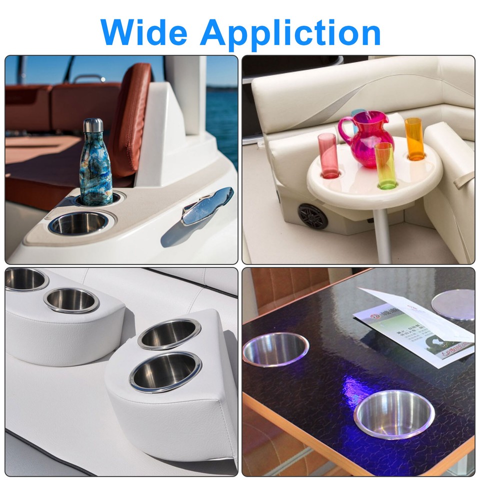 2X Stainless Steel Cup Drink Holder For Marine Boat RV Camper Car ...