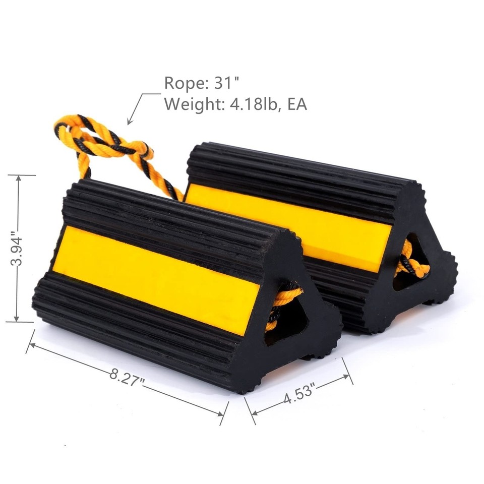 Wheel Chock Heavy Duty Rubber Trailer Wheel Chocks with Yellow ...