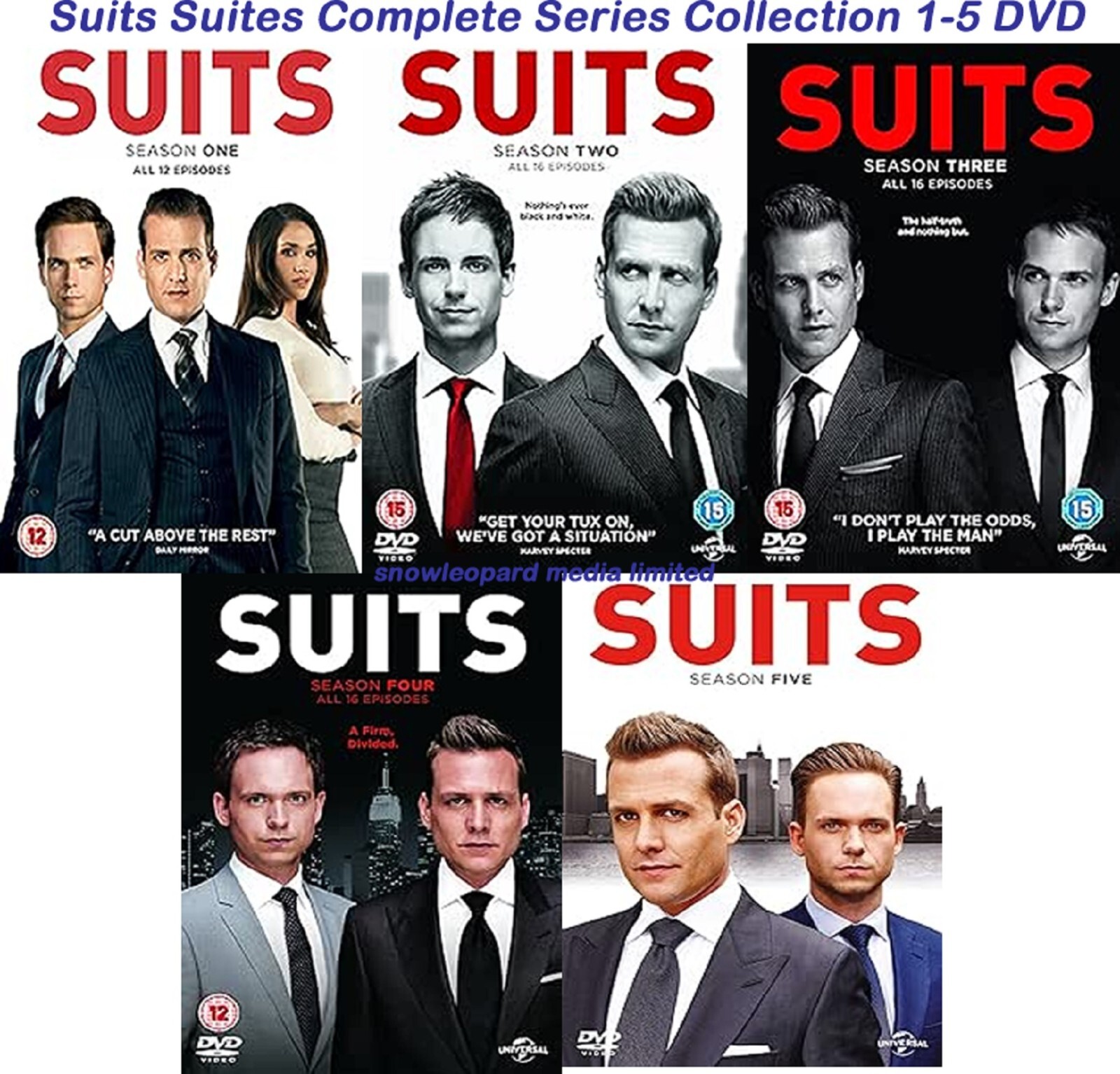 Suits Suites Complete Series Collection 1-5 DVD All Seasons 1 2 3 4 5 ...