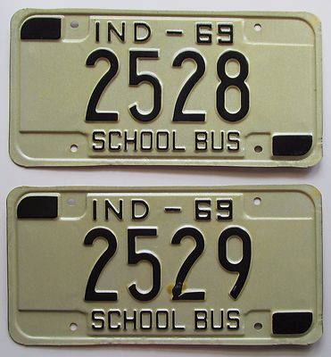 Indiana 1969 CONSECUTIVE NUMBER SCHOOL BUS License Plates HIGH QUALITY ...