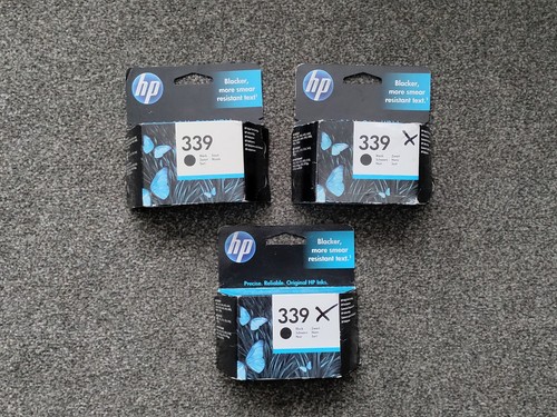 ORIGINAL HP 339 BLACK C8767EE INK CARTRIDGES x 3. DATE 2011 - 2014, NEW ...