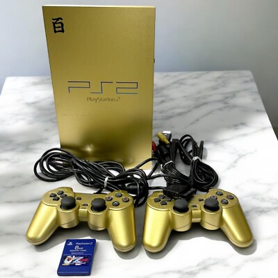 PS2 Hyakushiki Gold Console Stand 2 Controllerd Game set Gundam Tested ...