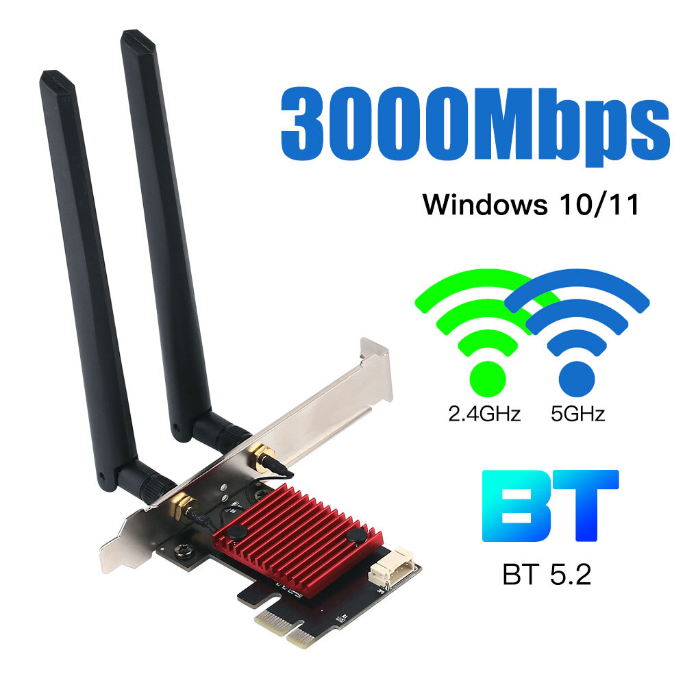 3000Mbps Intel AX200 PCI-E WiFi Card 2.4G/5G Network Wifi 6 Adapter for ...