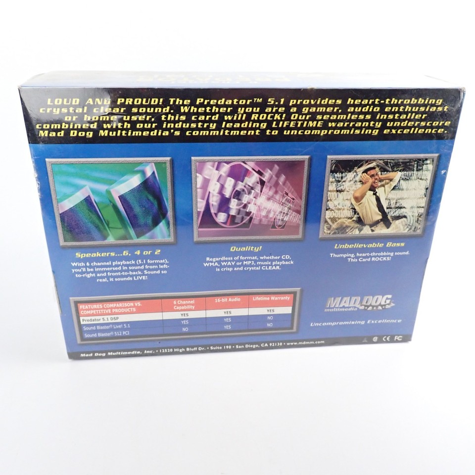 Mad Dog Predator 5.1 DSP 6 Channel PCI Sound Card HD-51 NIB Vintage ...