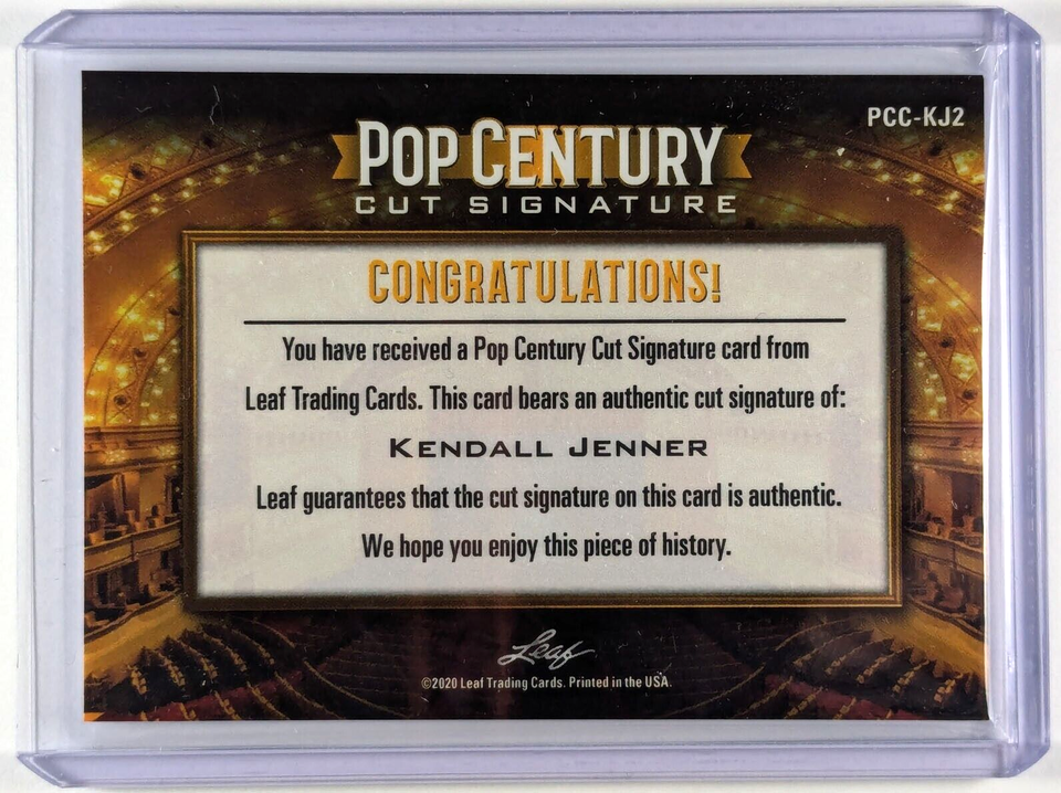 Kendall Jenner 2020 Pop Century Cut Signature Autograph Card Kardashian ...