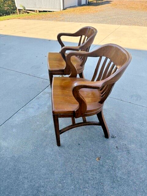 Pair (2) of Sikes Jury Banker Lawyer Courthouse Wooden Armchairs Chairs ...