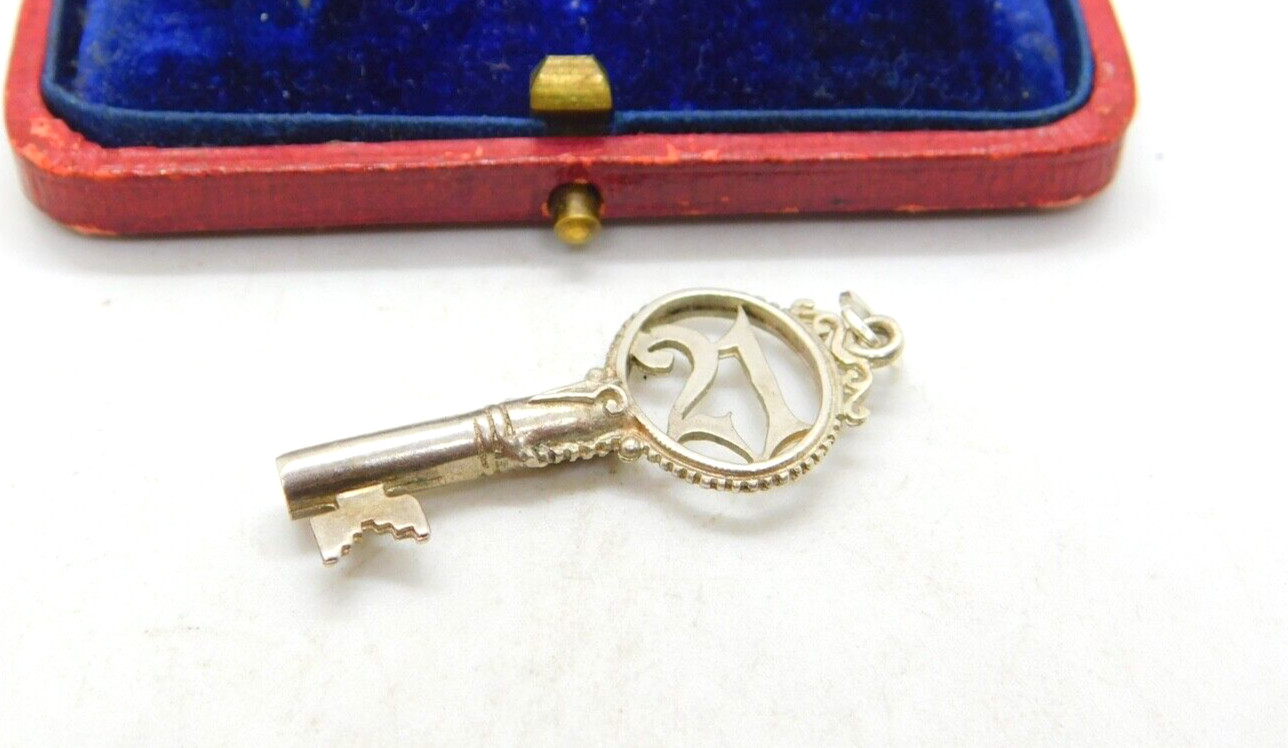 Sterling Silver Commemorative 21st Birthday Key Charm… - Gem