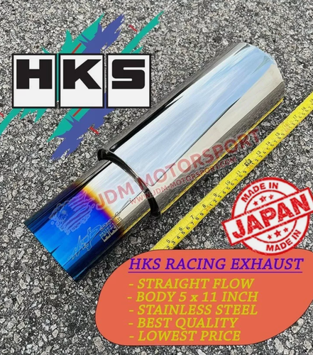 HKS HI-POWER UNIVERSAL SINGLE EXHAUST MUFFLER TITANIUM Inlet 2.5 Outlet ...