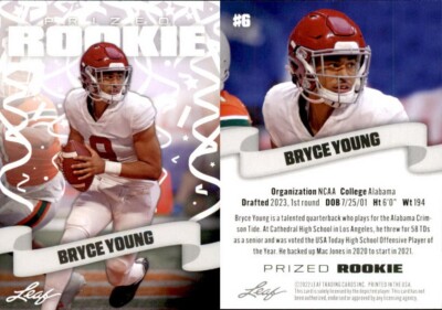 BRYCE YOUNG 2022 LEAF PRIZED ROOKIE NFL ROOKIE CARD CRIMSON TIDE RC #6 ...