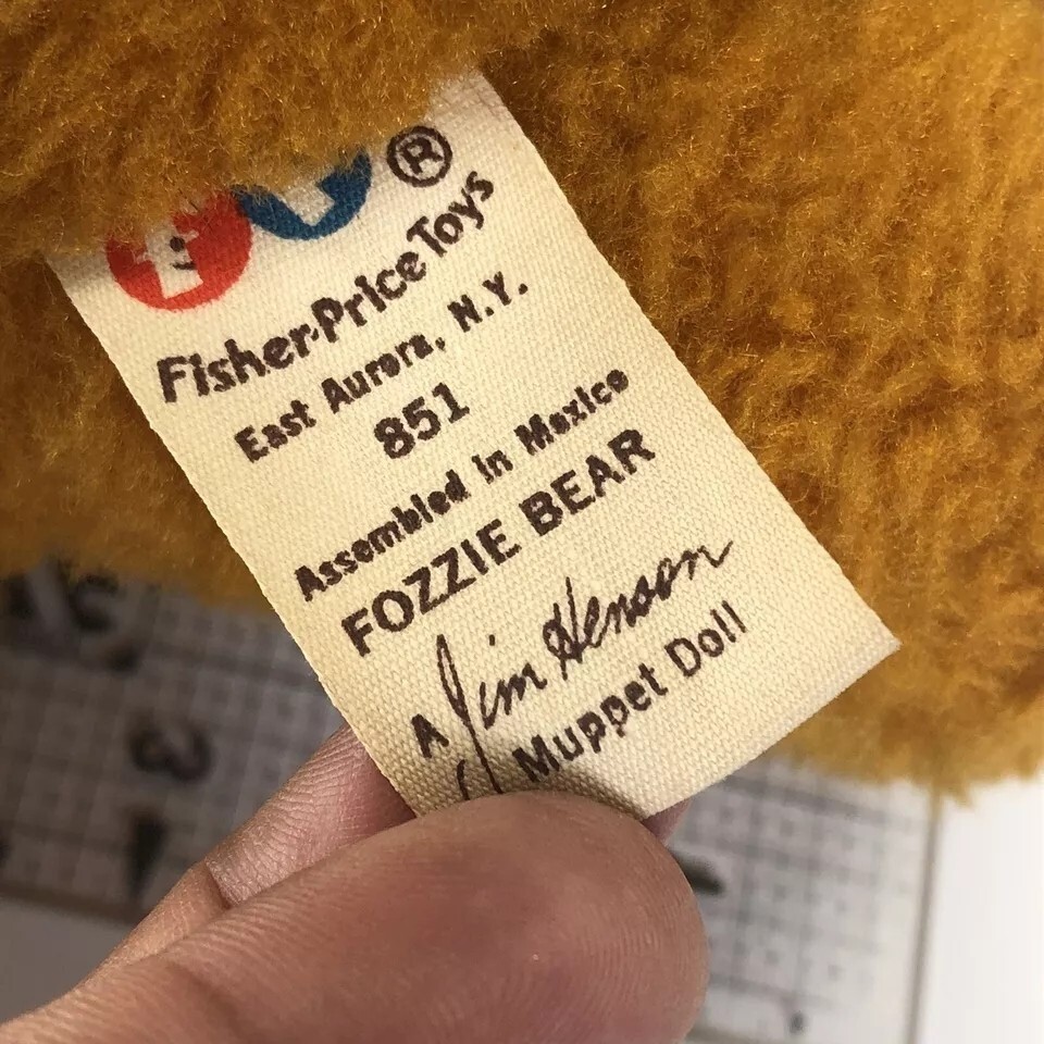 Fozzie Bear Plush Muppets 1976 Fisher Price 851 Stuffed Jim Henson 12 ...