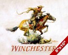 WESTERN COWBOY RIDING HORSE WITH WINCHESTER RIFLE PAINTING REAL CANVAS ...