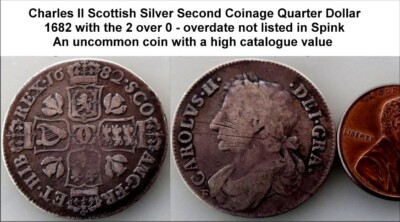 1682 over 1680 Scottish Charles II Silver ¼ Dollar (WSC-5838) | eBay UK