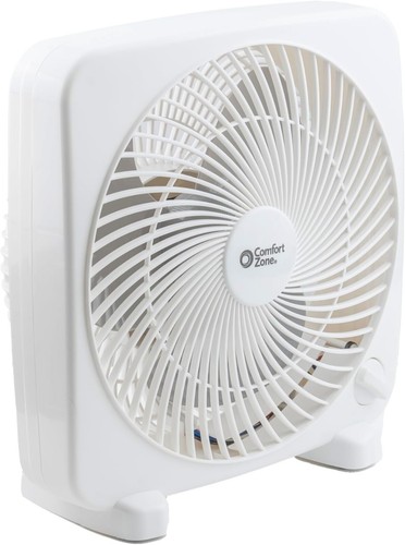Comfort Zone Small Box Fan, 9 inch, Portable, Electric Quiet, 3 Speed ...