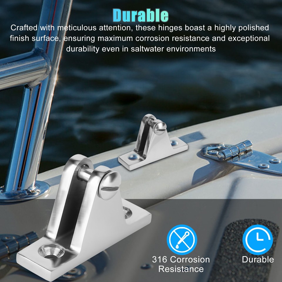 2PCS 316 Stainless Steel Marine Boat Deck Hinge For Bimini Top Fitting ...