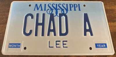 CHAD A Vanity License Plate Mississippi | eBay