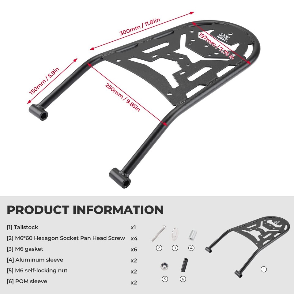 Rear Rack Luggage Storage Rack Carrier For 2009-2025 Kawasaki KLX250 ...