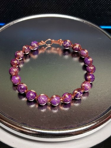 Purple Agate and Copper Bracelet EMFs Protection | eBay