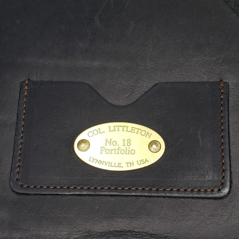 Col. Littleton No 18 Black Leather Portfolio Orginal Notepad Organizer ...