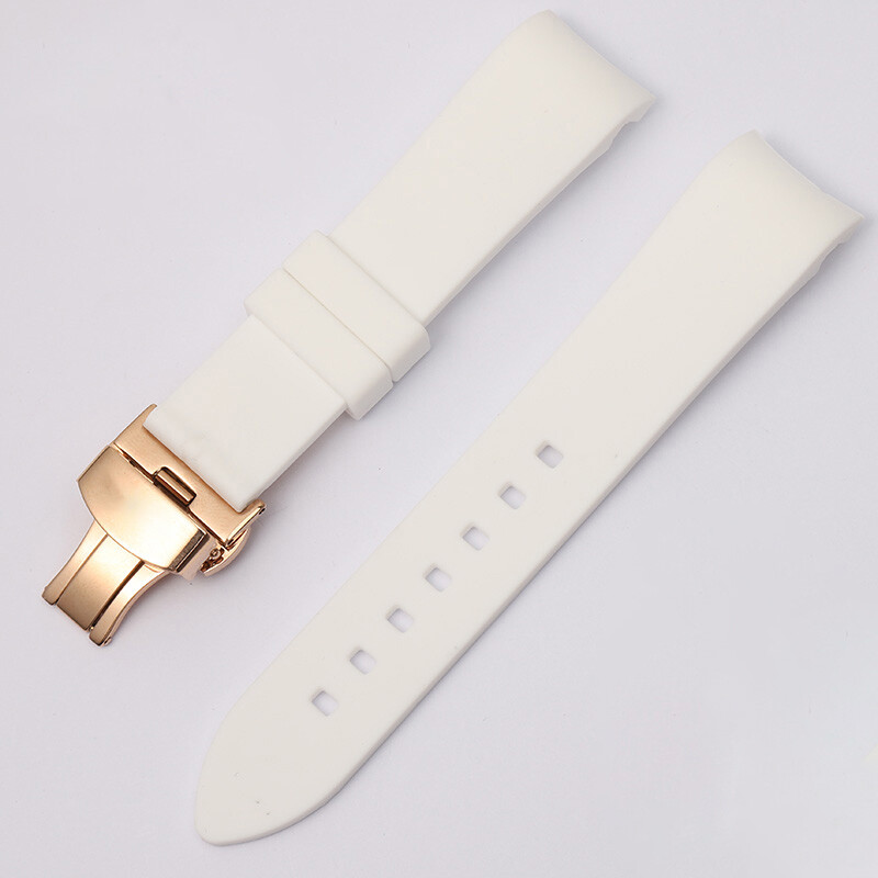 Universal Curved End Silicone Bracelet Waterproof Watch Band Strap 18mm ...