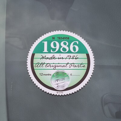 1986 Green Tax Disc Replacement Retro Vinyl Sticker Decal For Car ...