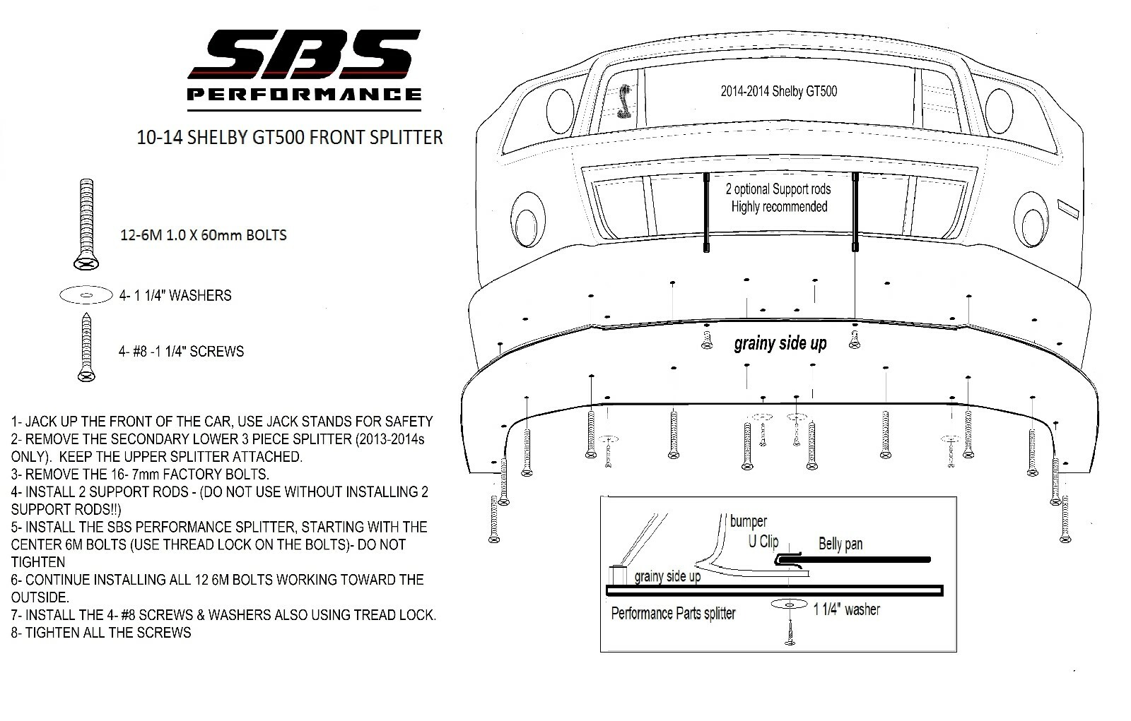 FRONT SPLITTER + 2 SUPPORT RODS for 2010-2014 SHELBY GT500 MUSTANGS | eBay