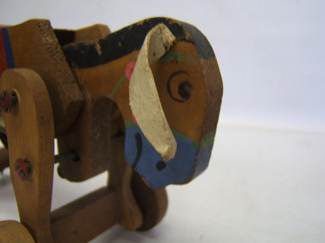 Vintage Wood Wind Up Donkey Pull Toy Early Japan Working PAT NO 120377 ...