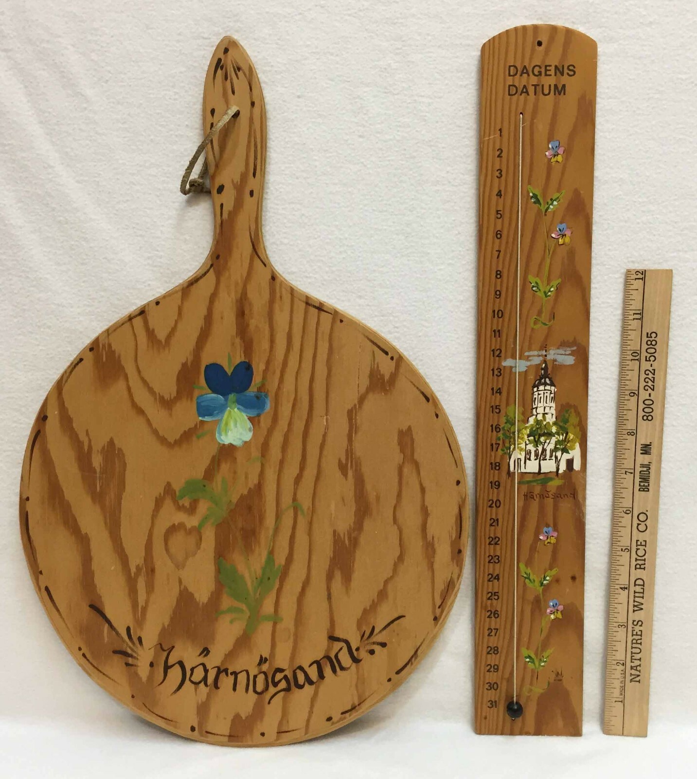 Vtg Wood Paddle Hand Painted & Calendar Kitchen Wall Art Härnösand ...