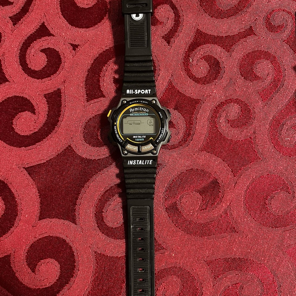 Armitron Watch Men Gray Black WR Battery Light Alarm Chron Date Quartz ...