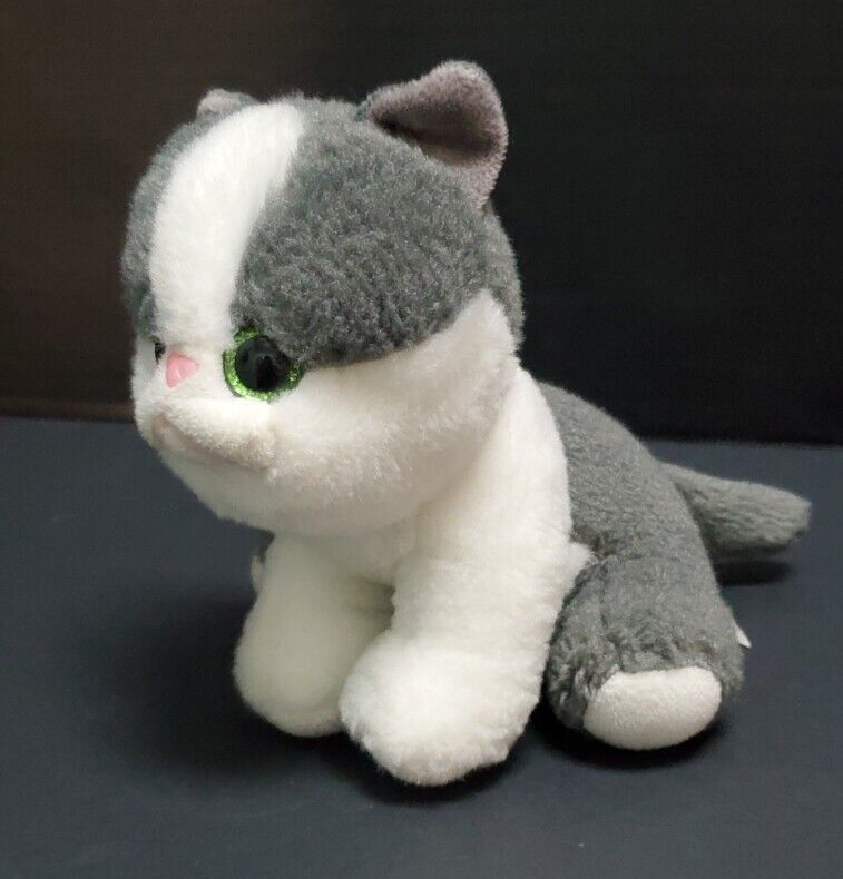 VelveTy Ty Yang Kitty Cat Plush Stuffed Animal 6" Gray White Green Eyes Grumpy | eBay