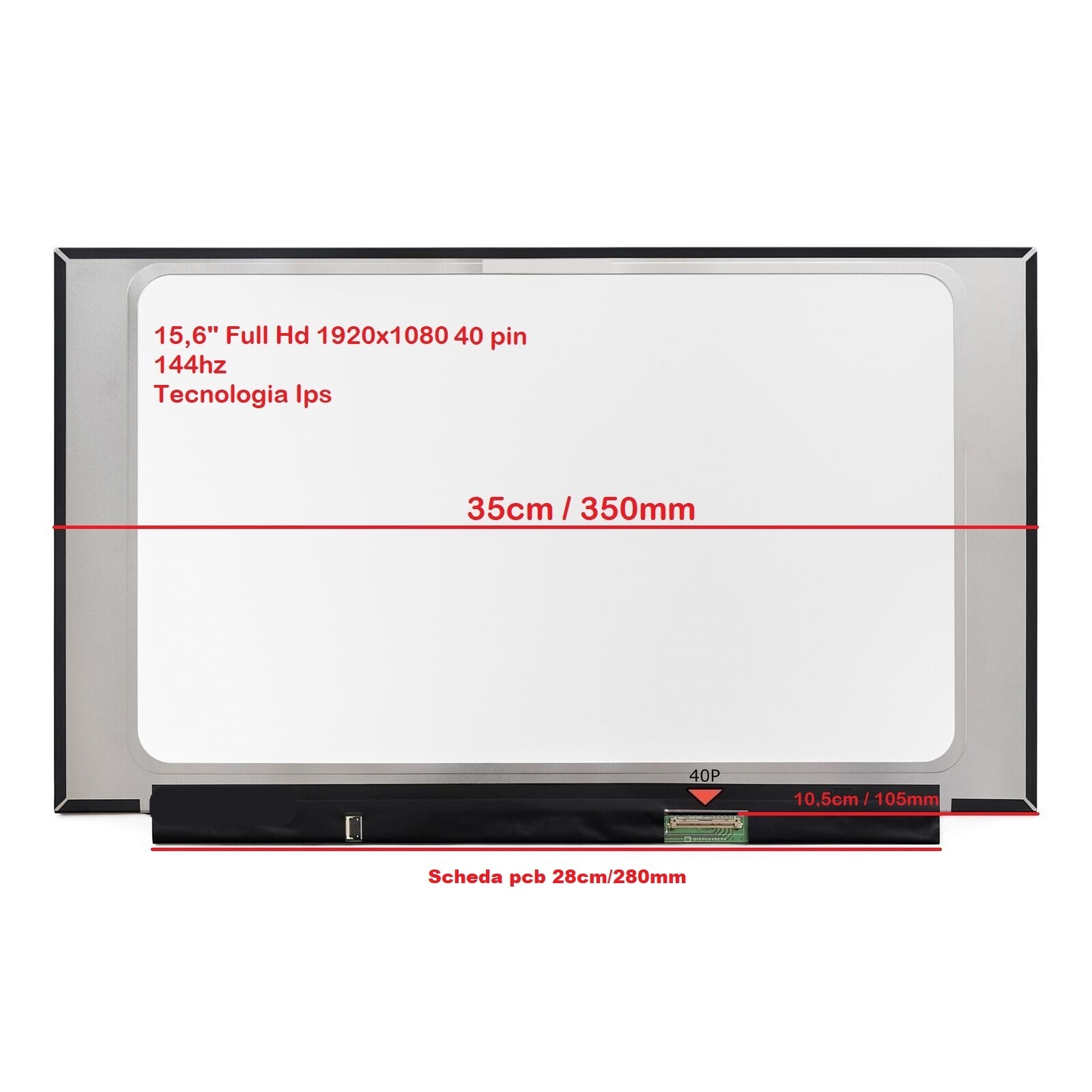Display LCD MSI MS 16R6 SERIES FULL HD IPS 144Hz LED Slim 1920x1080 40 ...