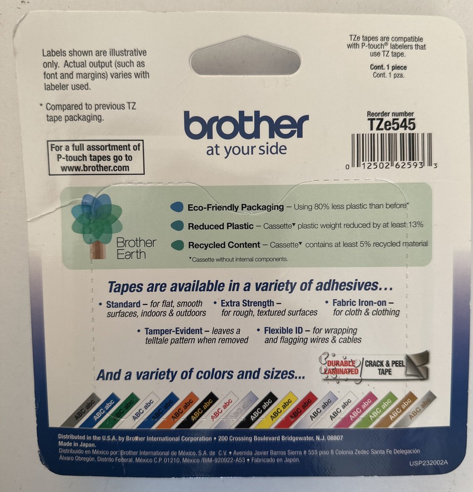 Brother TZe545 3/4" white on blue Ptouch label tape PT2030 PT2730 PT18R ...