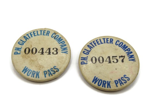 P.H. Glatfelter Company Work Pass Buttons Vintage | eBay