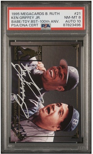 1995 Megacards Babe Ruth Ken Griffey Jr #21 Autograph auto PSA 8. RARE ...