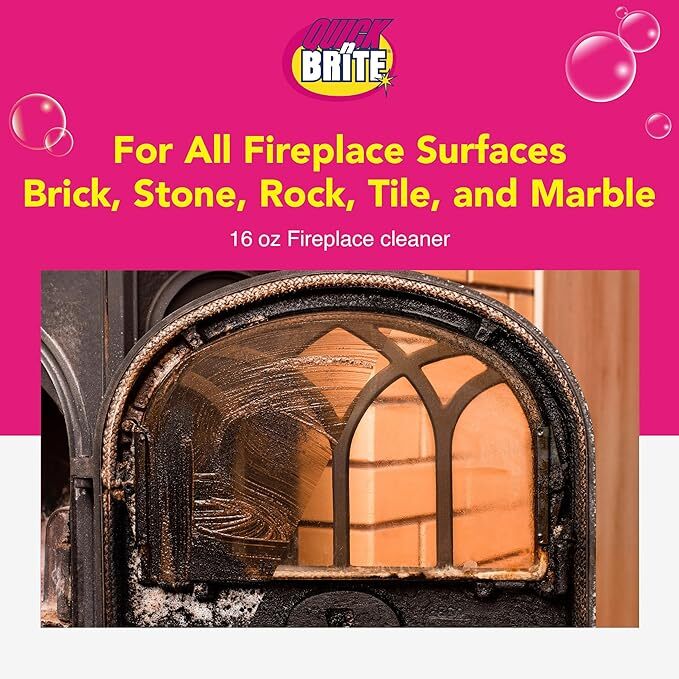 Quick N Brite Gel Fireplace Cleaner with Scrub Brush for Brick, Stone ...