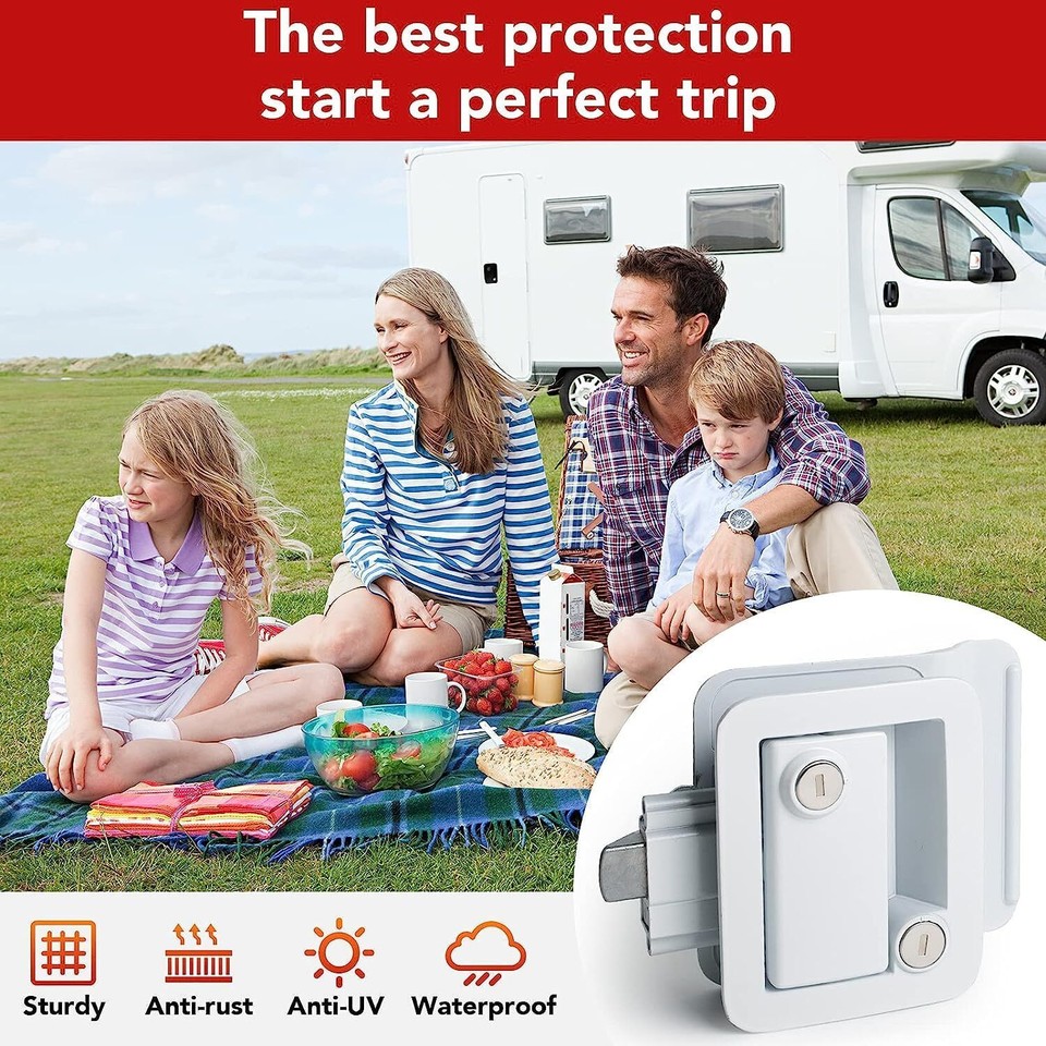 2 Pack RV Entry Door Locks with Paddle Deadbolt 4 Keys For Camper Horse ...