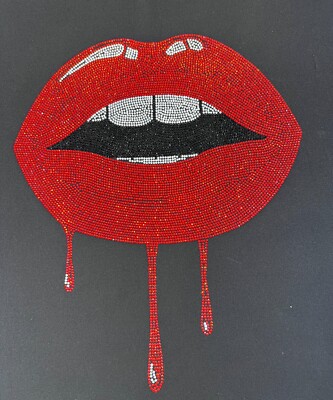 Rhinestone Design "Dripping Lip" Iron On Transfer Hot Fix (BULK/6 Pcs ...