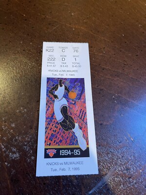 February 7, 1995 Bucks at Knicks Ticket — Patrick Ewing 23 Points | eBay