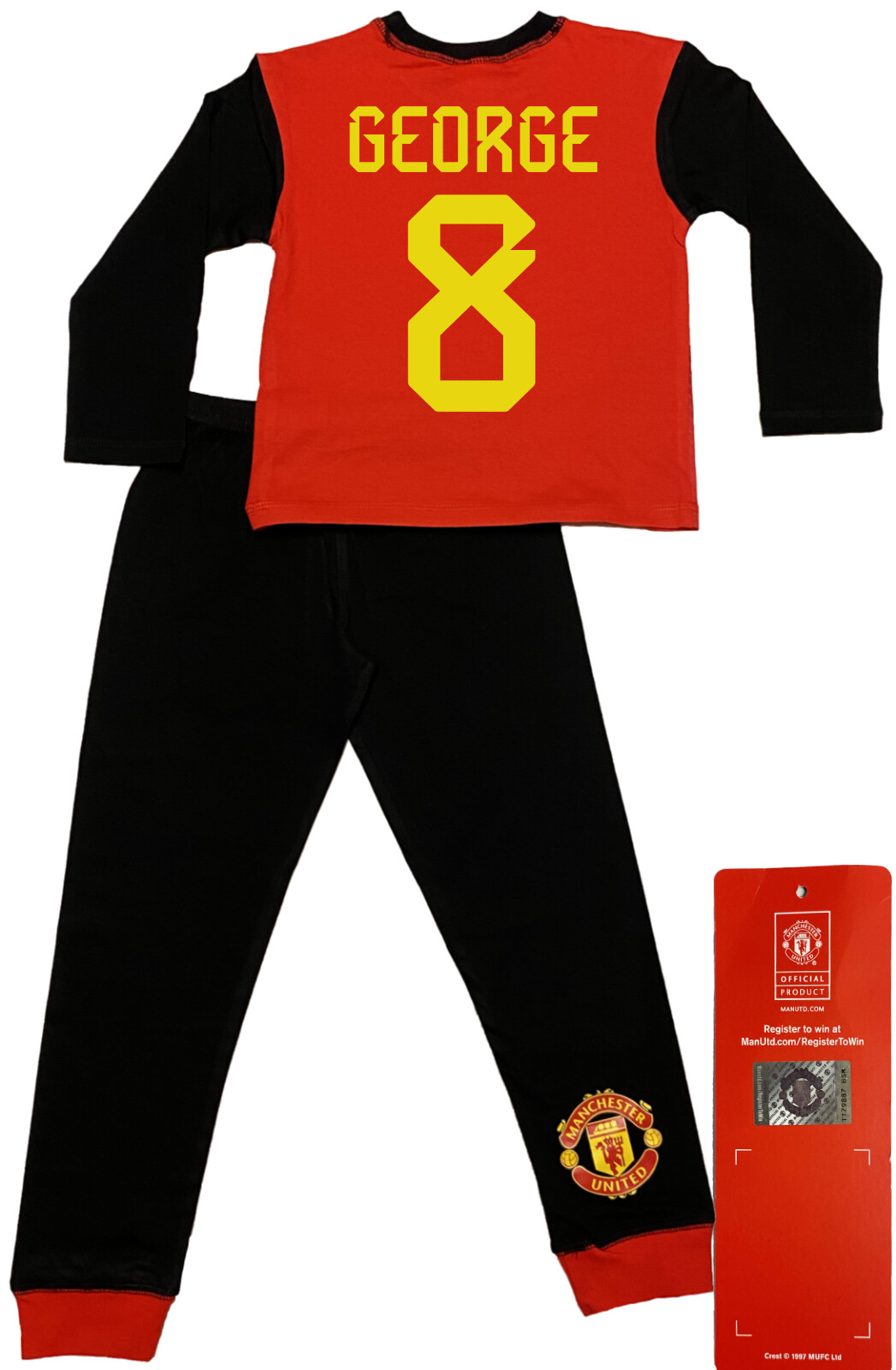 Manchester United Pyjamas Boys Football Pjs Ages 3-10 -Personalisation ...