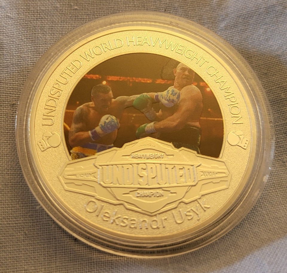 Usyk Silver Coin Signature Tyson Fury Undisputed Belt Boxing Ukraine ...